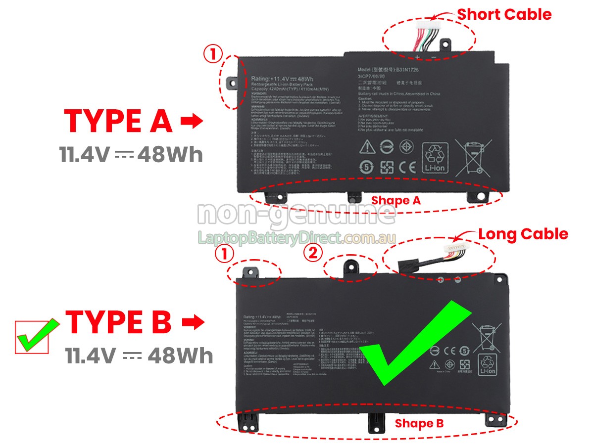 Asus B31N1726-LONG replacement battery - Laptop battery from Australia